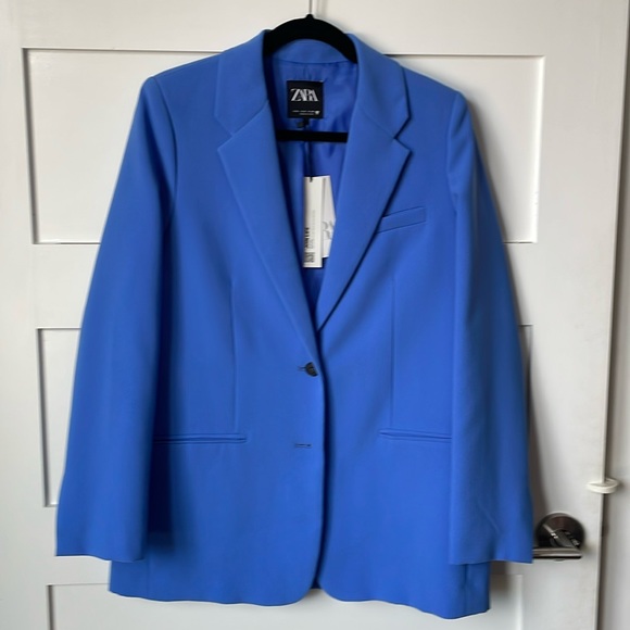 Zara | Jackets & Coats | Zara Light Blue Blazer | Poshmark